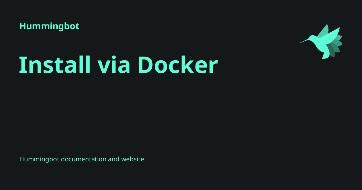 Install Via Docker Hummingbot