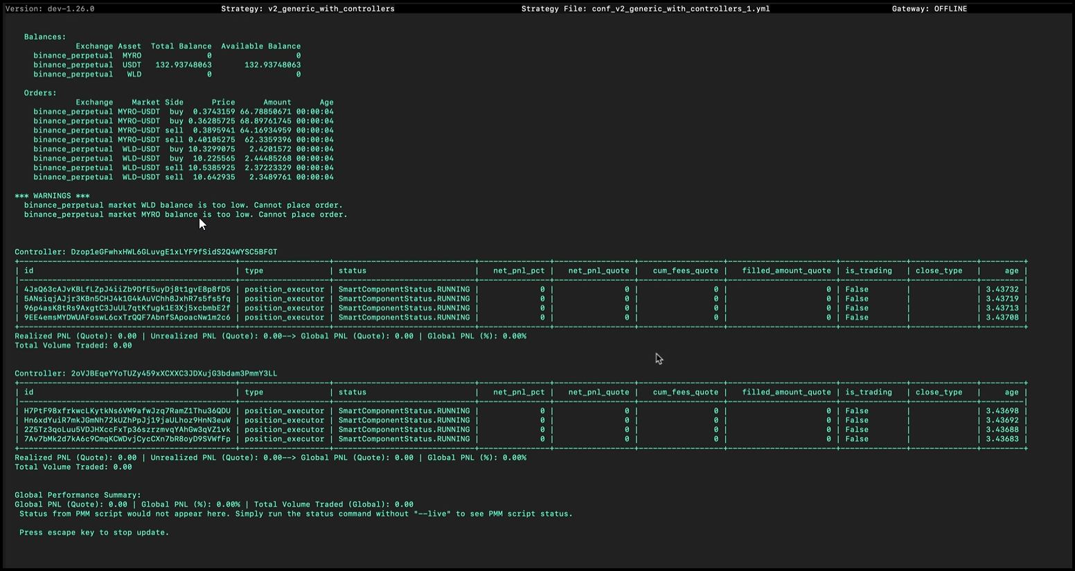 Walkthrough controller - Hummingbot